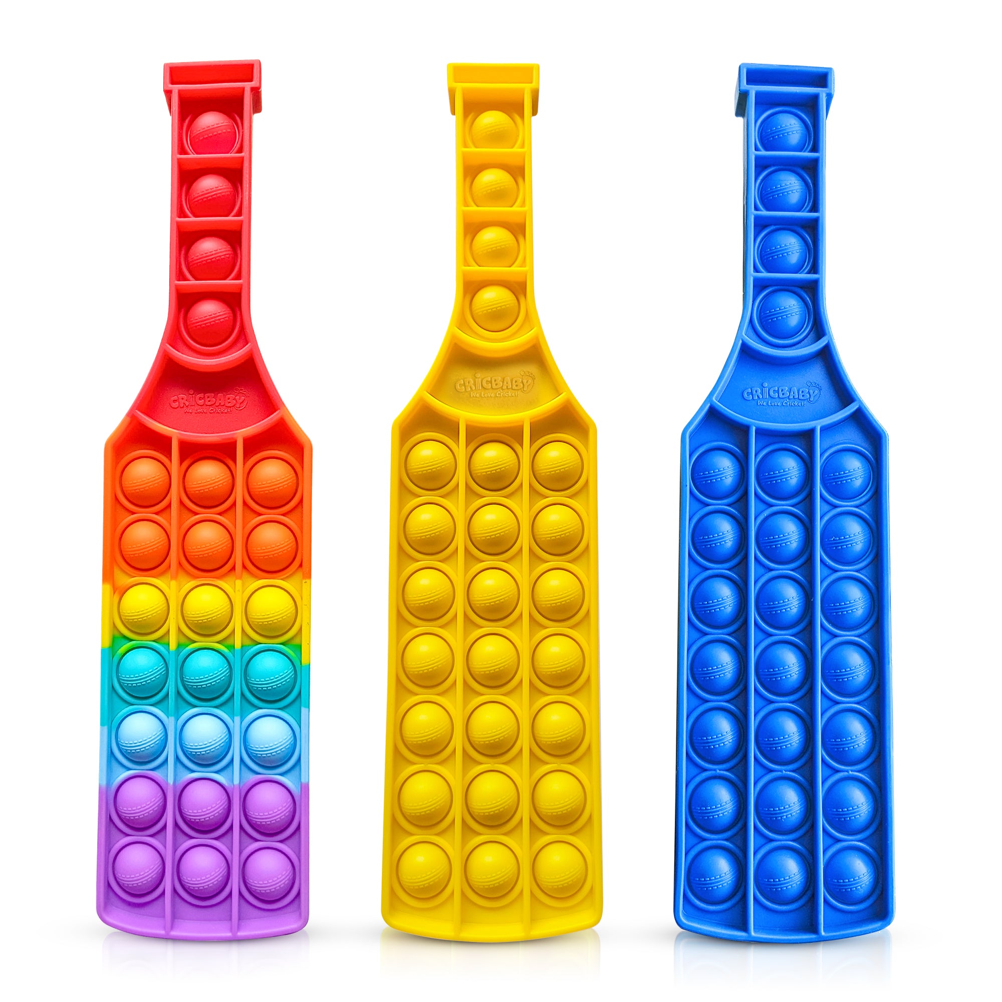🏏 CRICBABY CRICKET BAT Push Pop Bubble Fidget Toy – Build Focus